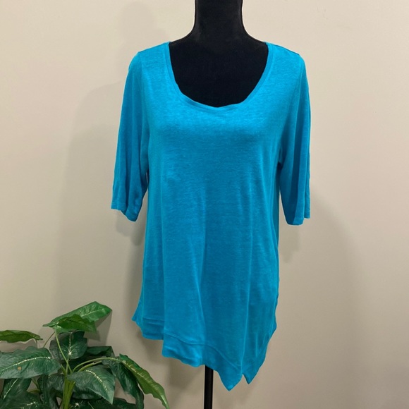 Habitat | Tops | Habitat Turquoise Asymmetrical Linen Blend Knit Tunic ...